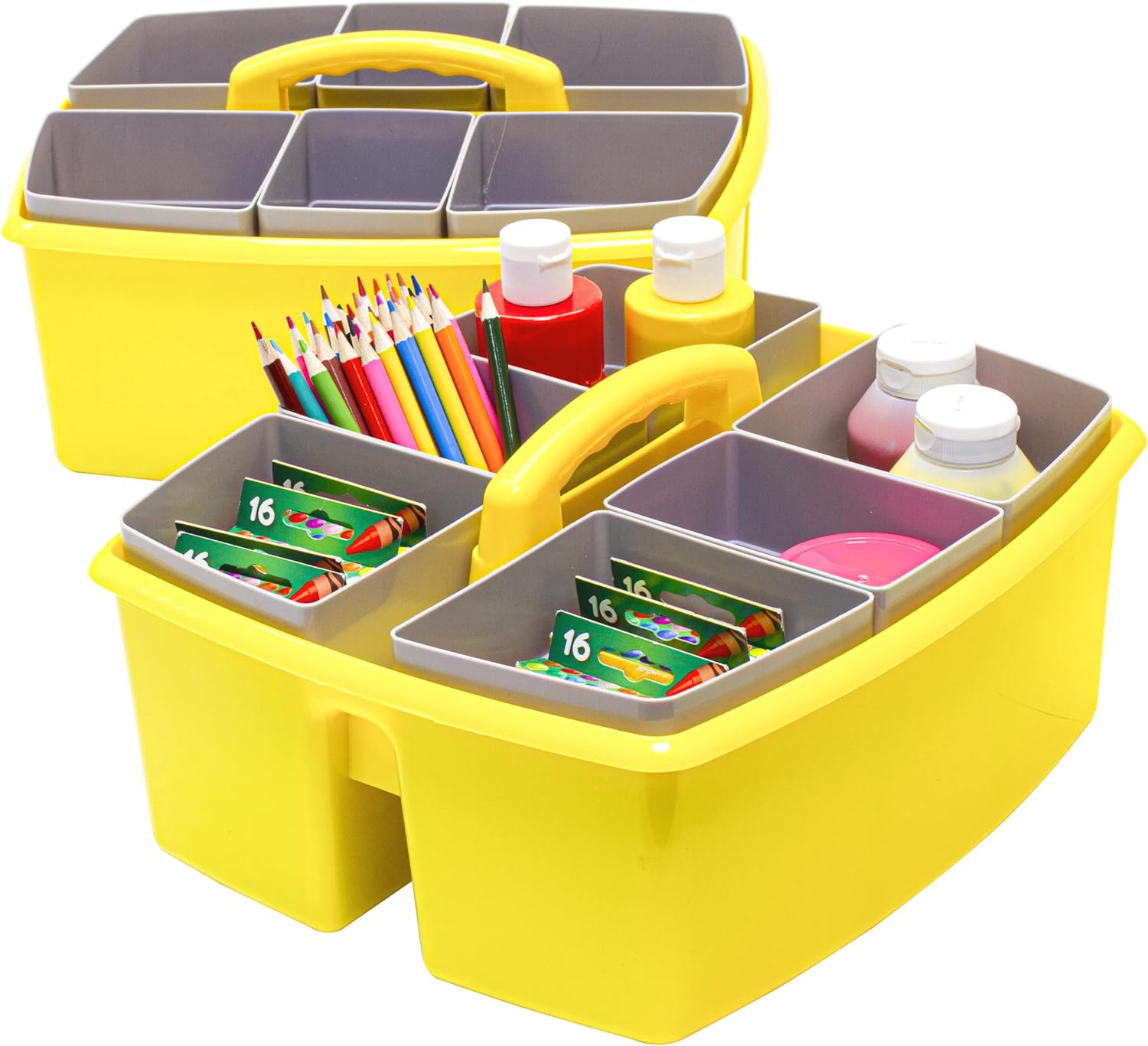 Storex Large Caddy with Sorting Caddy, 13 x 11 x 6.38 Inches, Yellow, 2 ...