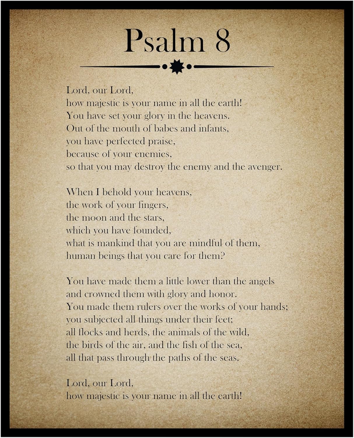 Amazon.com: Poster Master Psalm 8 Poster - Bible Print - Bible Verse Art - Scripture Wall Art ...