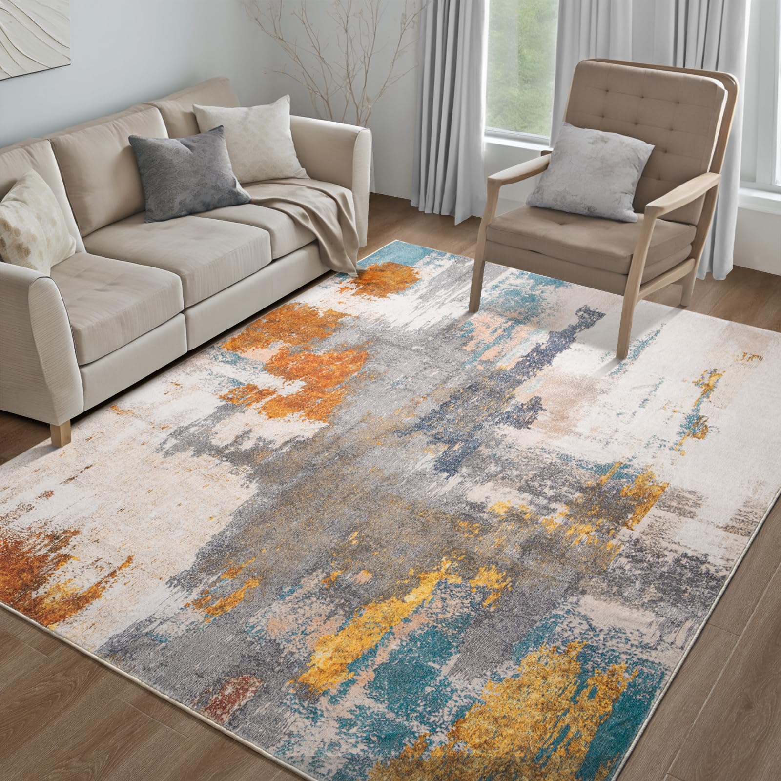 Amazon.com: Area Rug Living Room Rug, 5x7 Modern Abstract Washable Rug ...