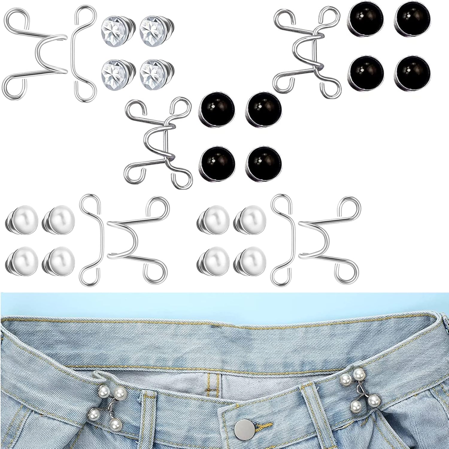 MORJCG 5 Sets Jean Button Pins, Pins for Jeans, Adjustable Waist Buckle ...
