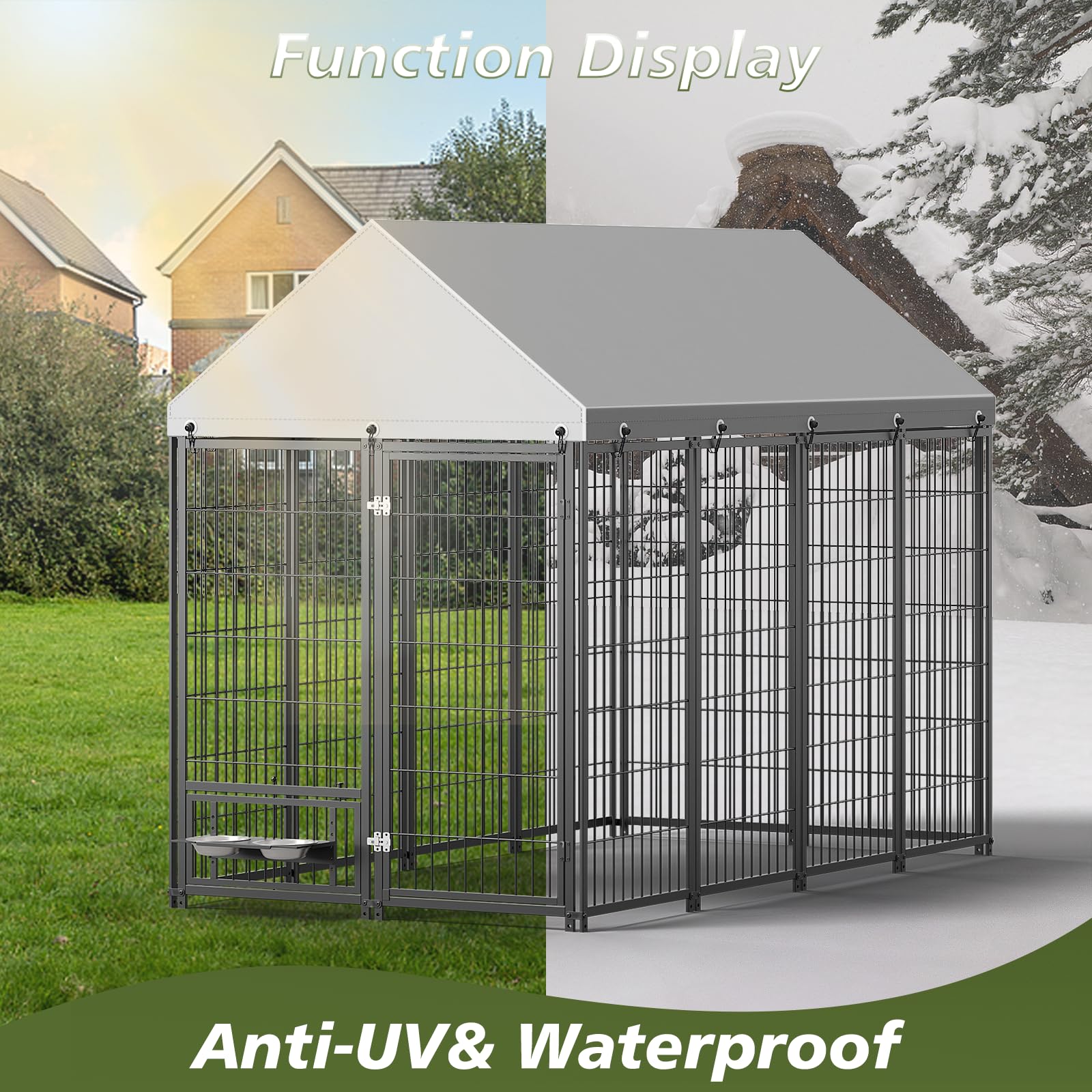 Snapklik.com : KEIKI Large Outdoor Dog Kennel, 8 X 4 X 6 Metal Pet ...