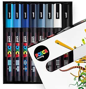 Amazon.com: POSCA Colouring - PC-3M Cool Tones - Set of 8 - in Gift Box ...