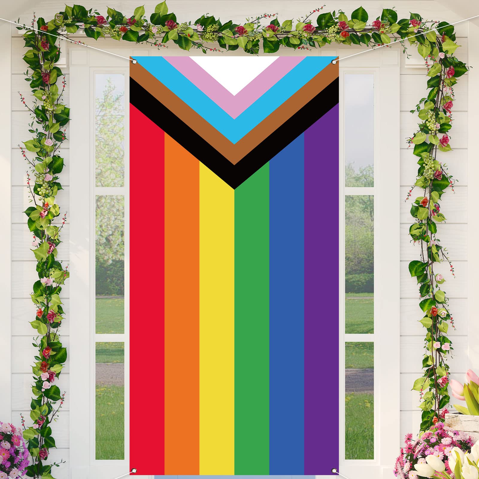 Amazon.com : Pride Decorations Happy Pride Door Cover Love Is Love ...