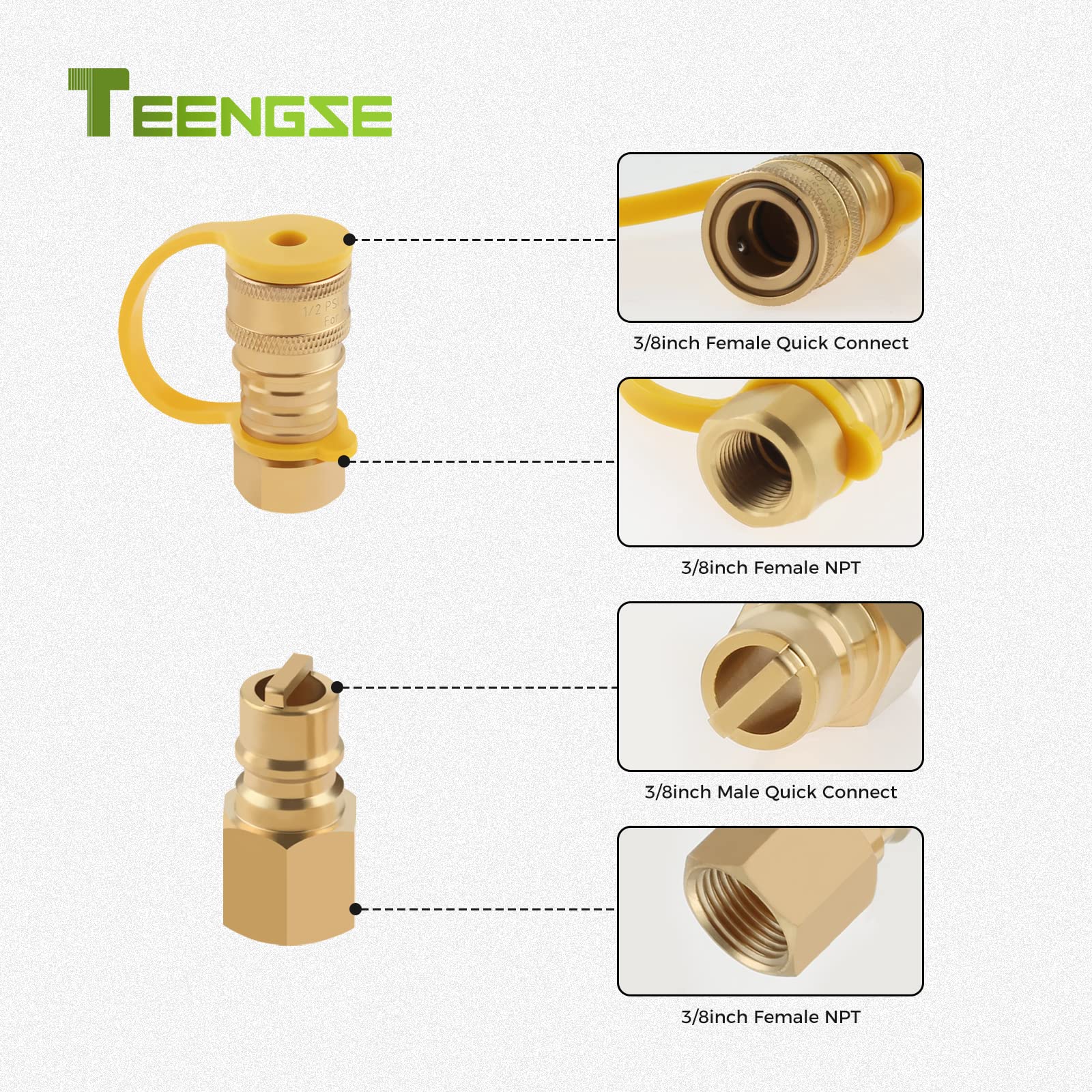 Snapklik.com : 3/8inch Natural Gas Quick Connect Fittings, Propane Gas ...