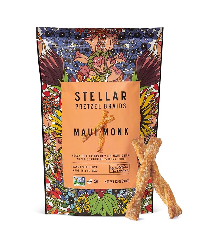 Amazon.com: Stellar Snacks Pretzel Braids, Maui Monk, 12 OZ Large Bag - Vegan, Kosher, Non-GMO ...