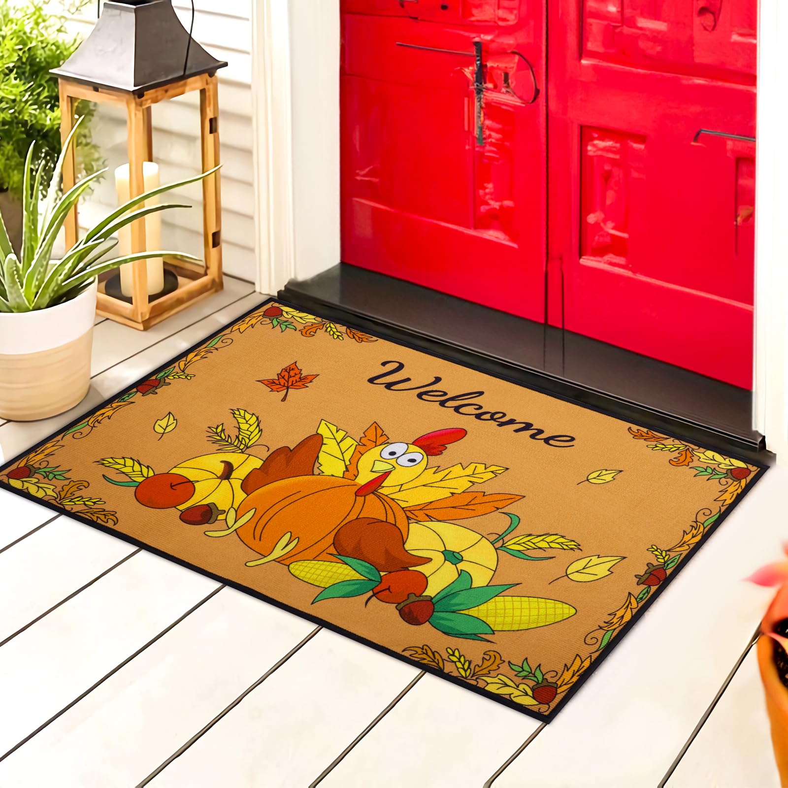 Amazon.com: NIGOWAYS Doormat - Thanksgiving Door Mat,Turkeys Welcome ...