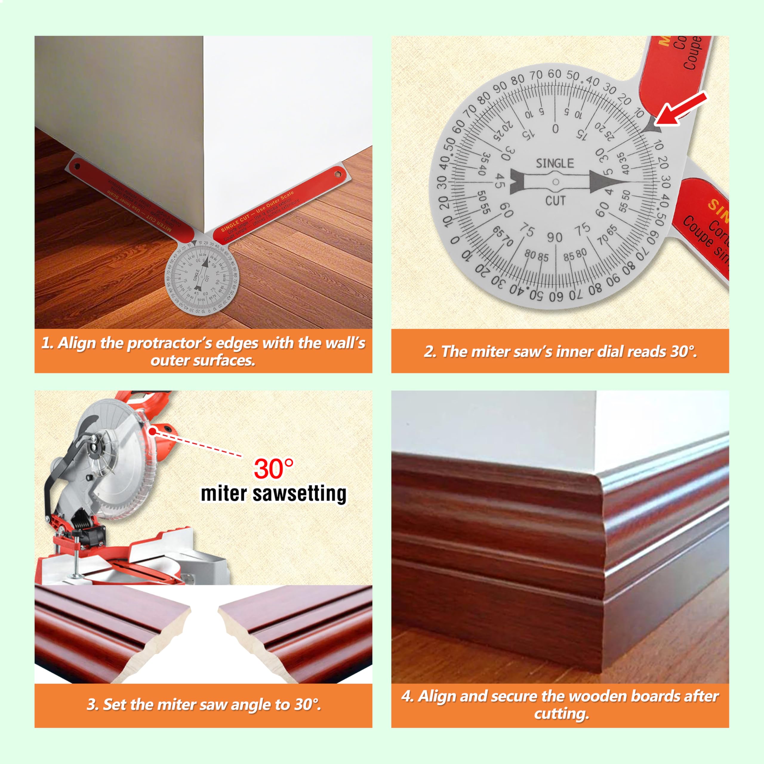 Snapklik.com : Miter Saw Protractor, Miter Angle Finder For Woodworking ...