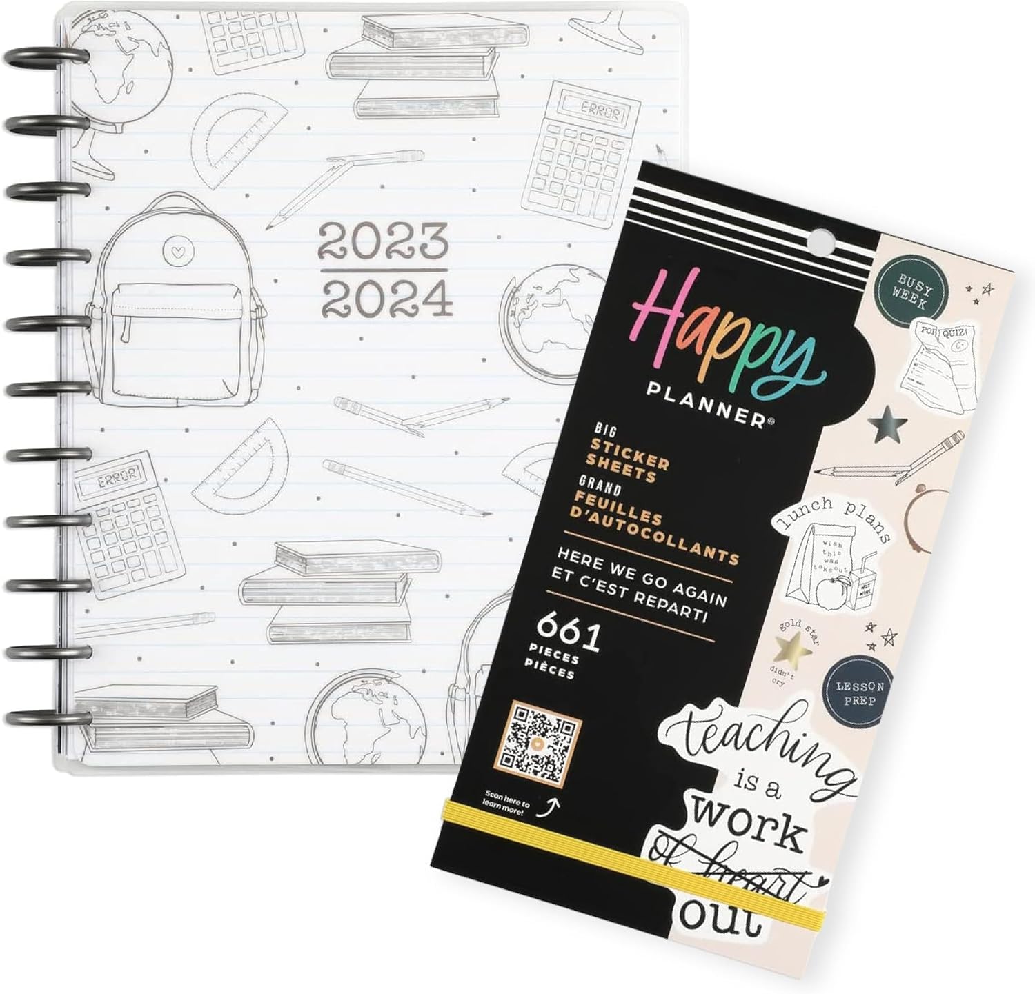 Amazon.com : Happy Planner 12 Month Teacher Planner Sticker Pack Bundle ...