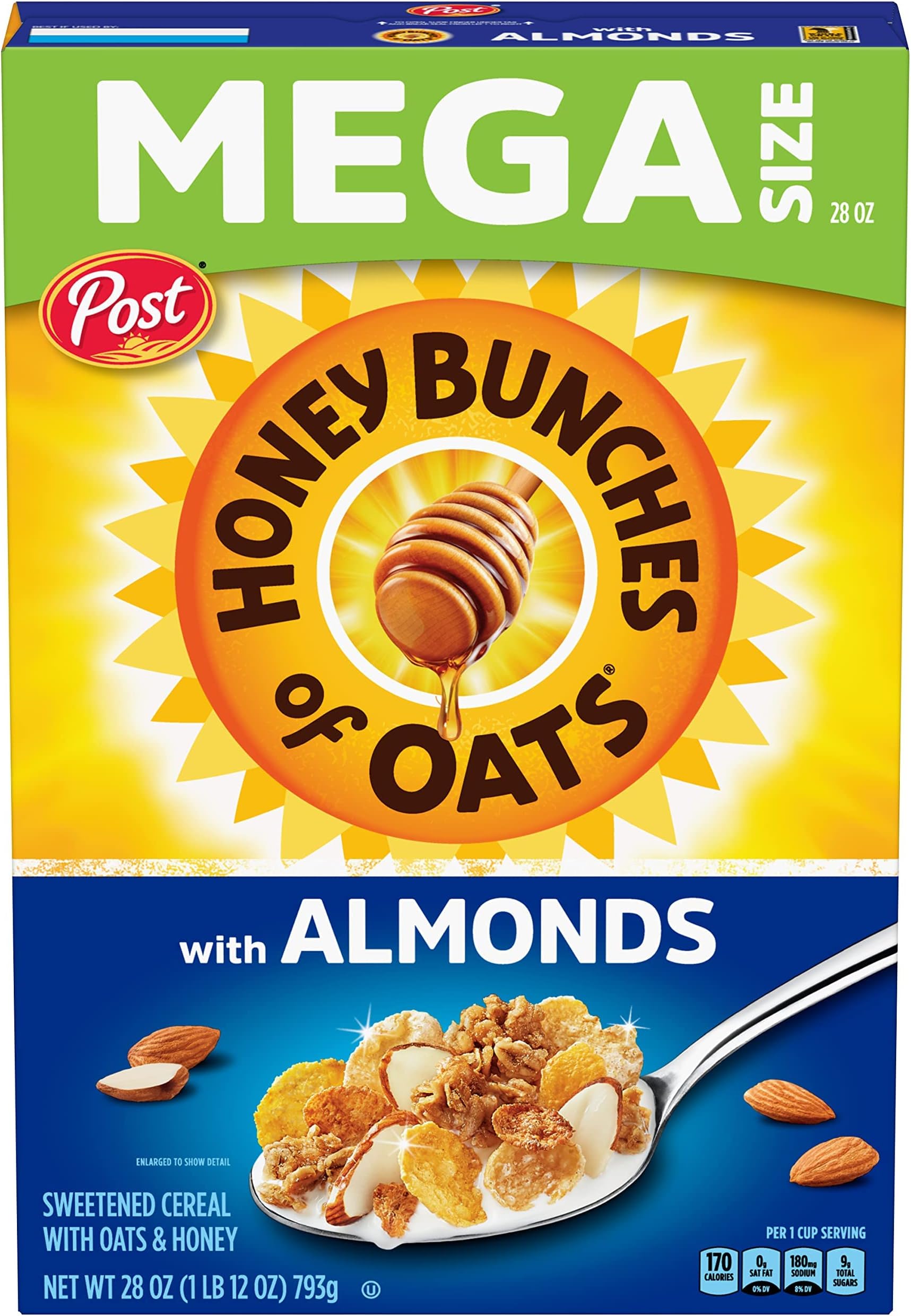 Amazon.com : Honey Bunches of Oats with Almonds Breakfast Cereal, Honey ...
