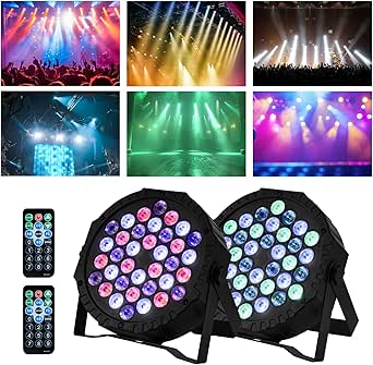 2 Pack RGB Party Lights, Par Lights with DMX Control for Disco Dance ...