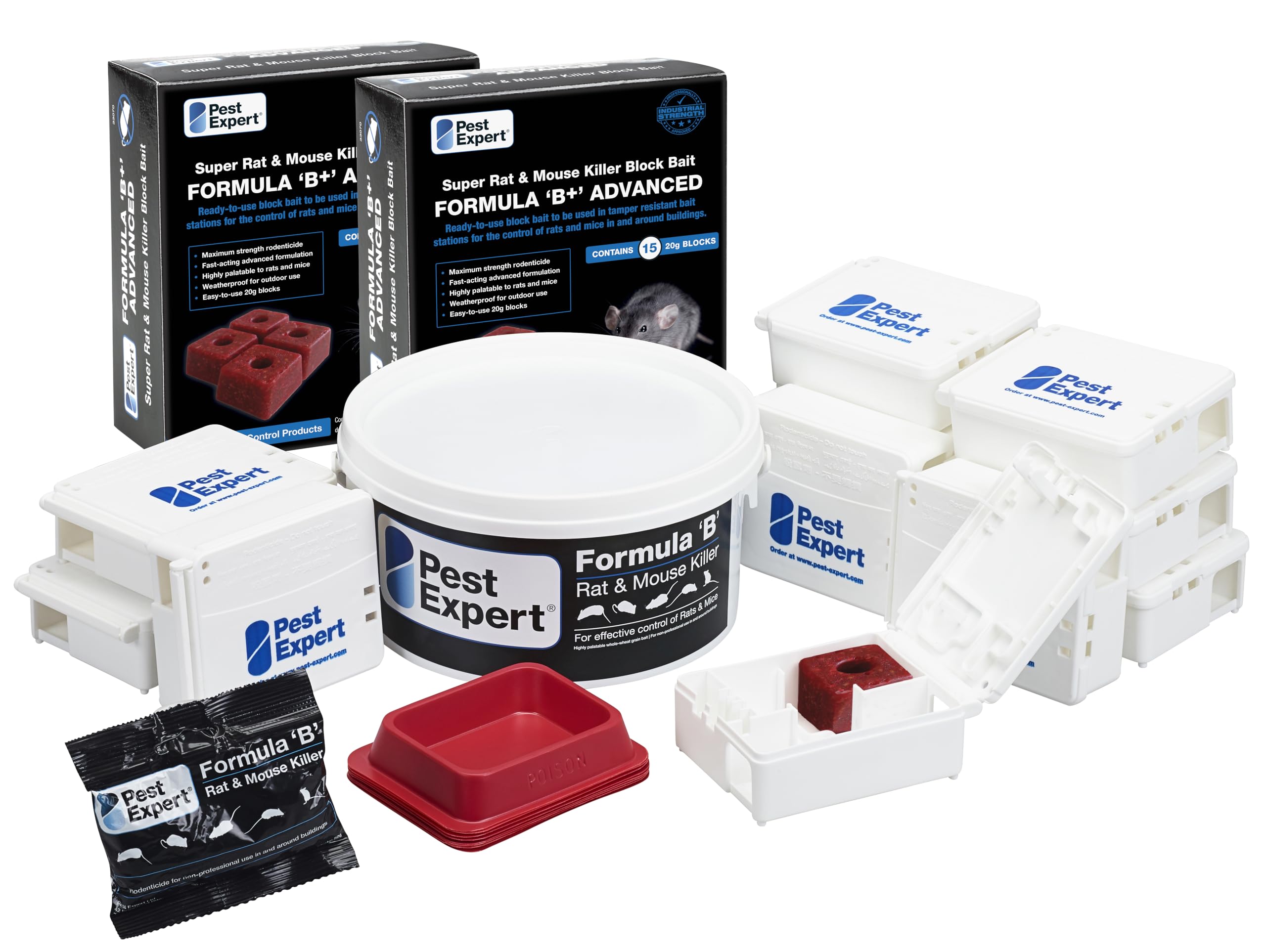 Pest Expert Mouse Poison Kit 2 – 600g Formula B+ Advanced Max Strength ...