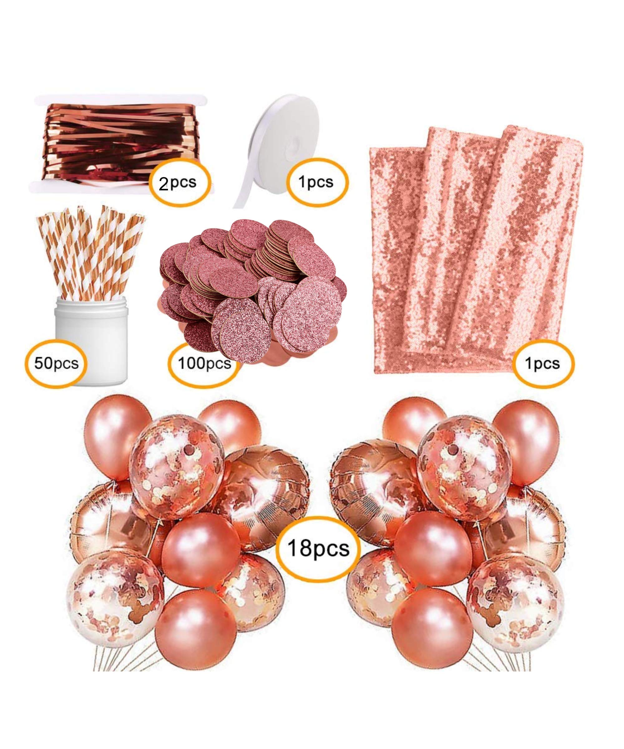 Snapklik.com : Rose Gold Party Decorations 173 Pack For Easy Party ...