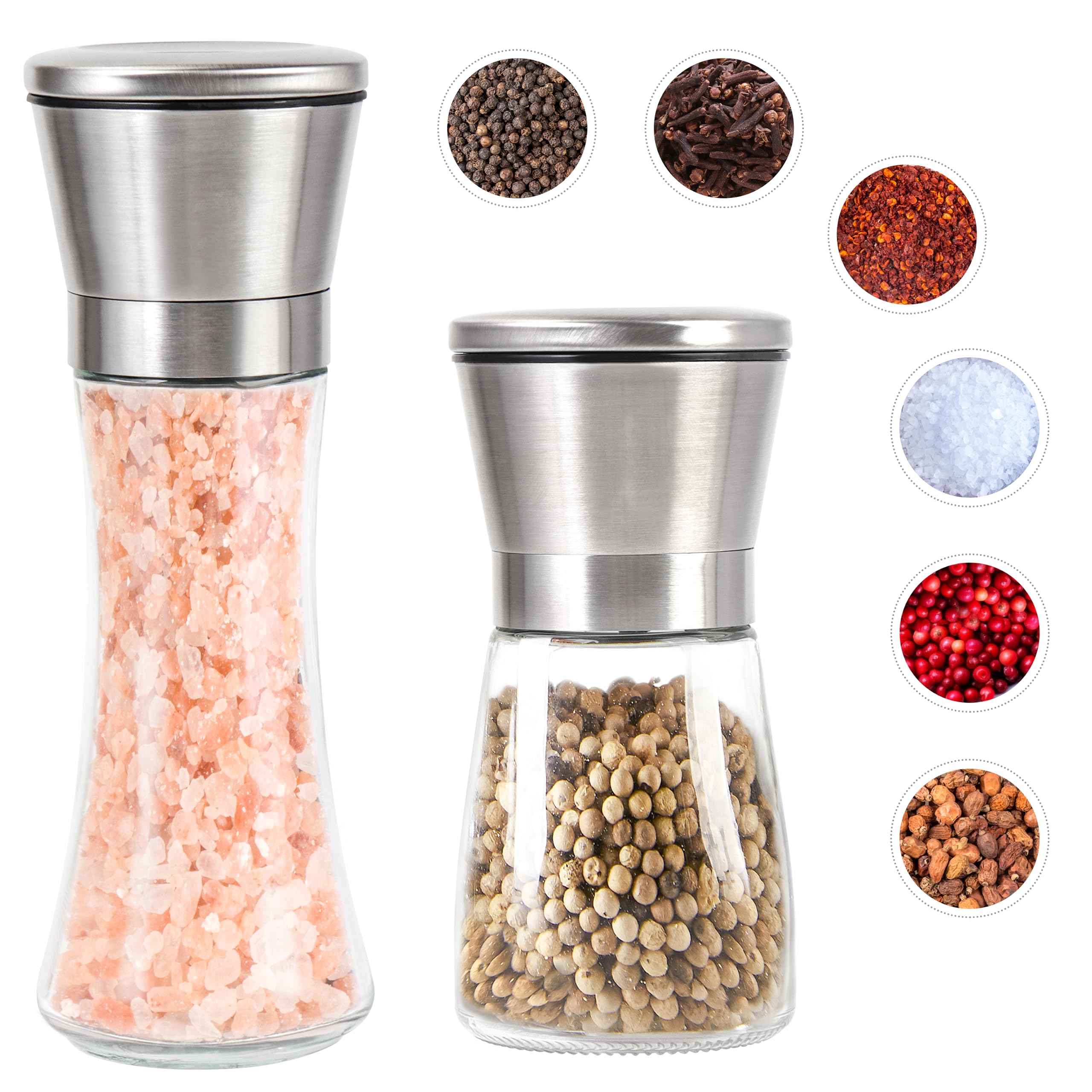 Amazon.com: Adjustable Sea Salt Grinder and Pepper Grinder - Stainless ...