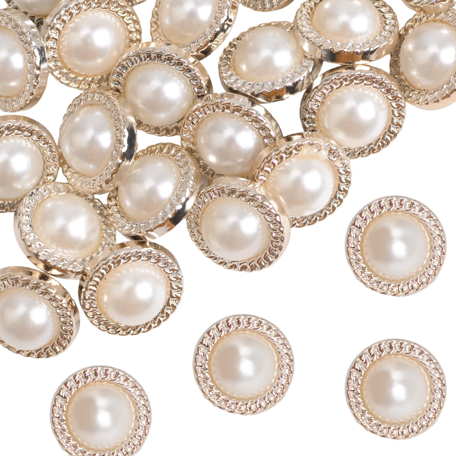 URROMA Faux Pearl Buttons, 30Pcs Acrylic Round Chain Lace Buttons ...