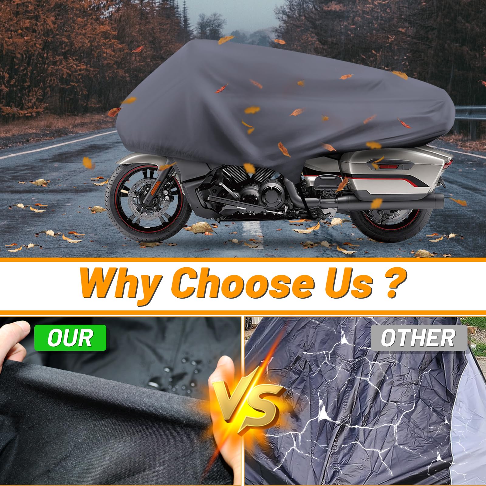 Snapklik.com : Touring Motorcycle Half Cover, Internal Cotton Outdoor ...