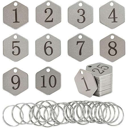 Rectangle Metal Hollowed Numbered Tags Stainless Steel Number Tags Key ...