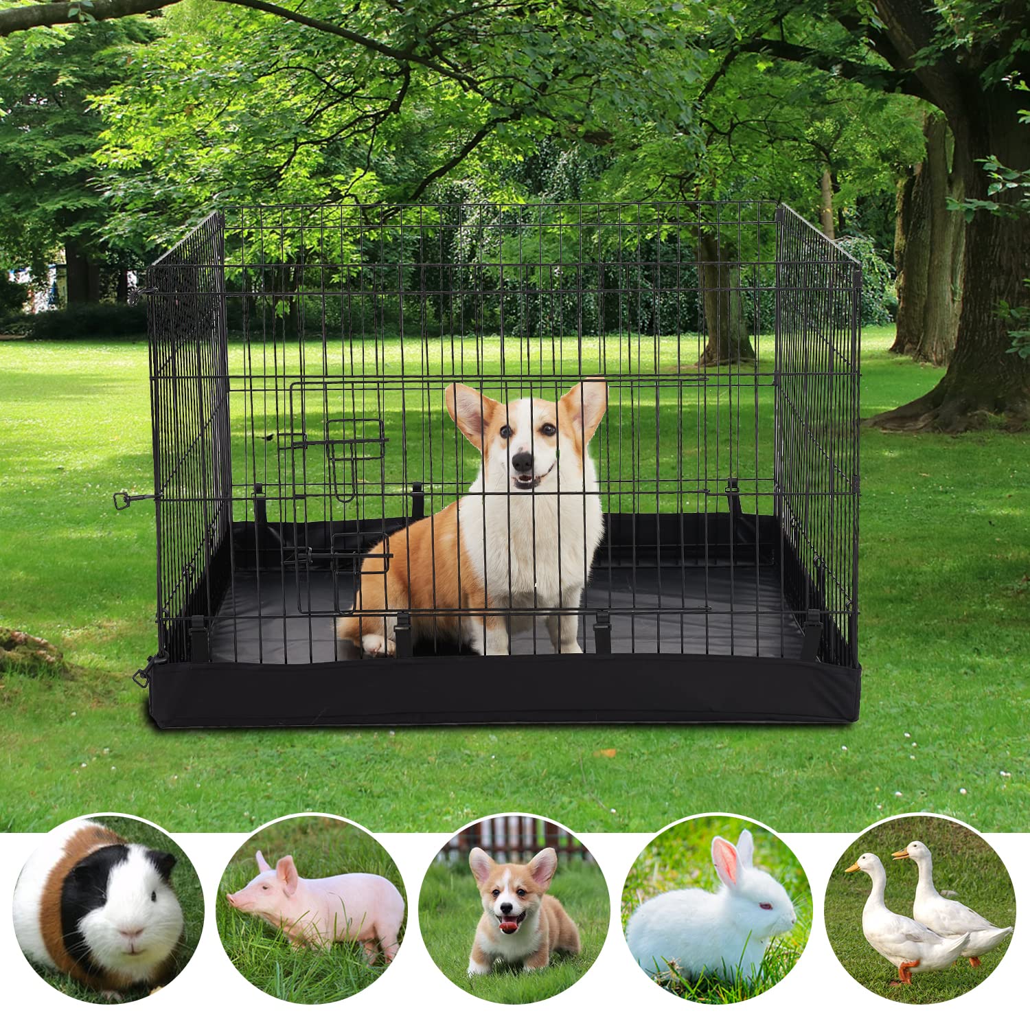 PJYuCien Foldable Exercise Metal Pet Playpen with Door and Bottom Pad ...