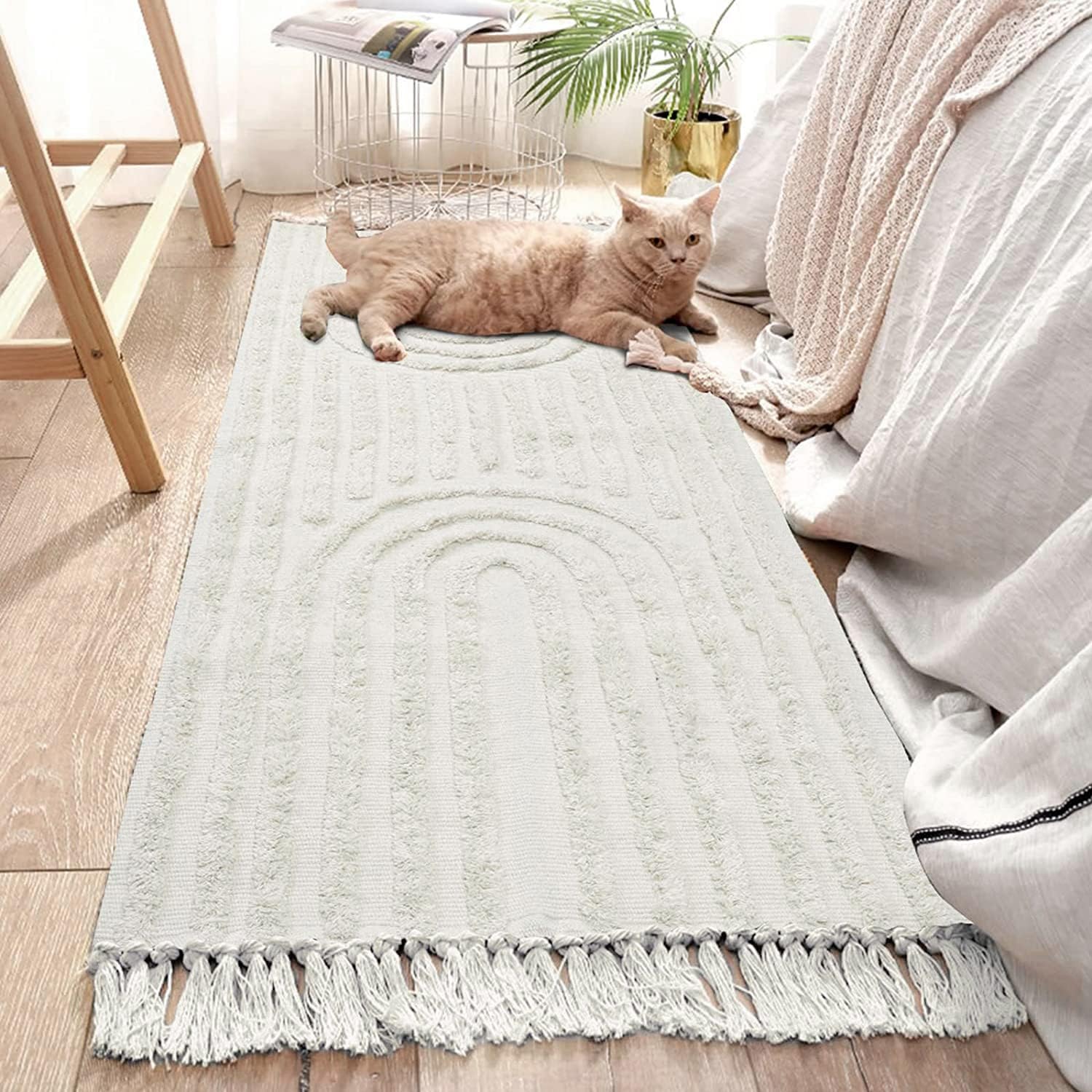 Amazon.com: LEEVAN Boho Runner Rug Washable 2'x5' Woven Bedroom Rug ...