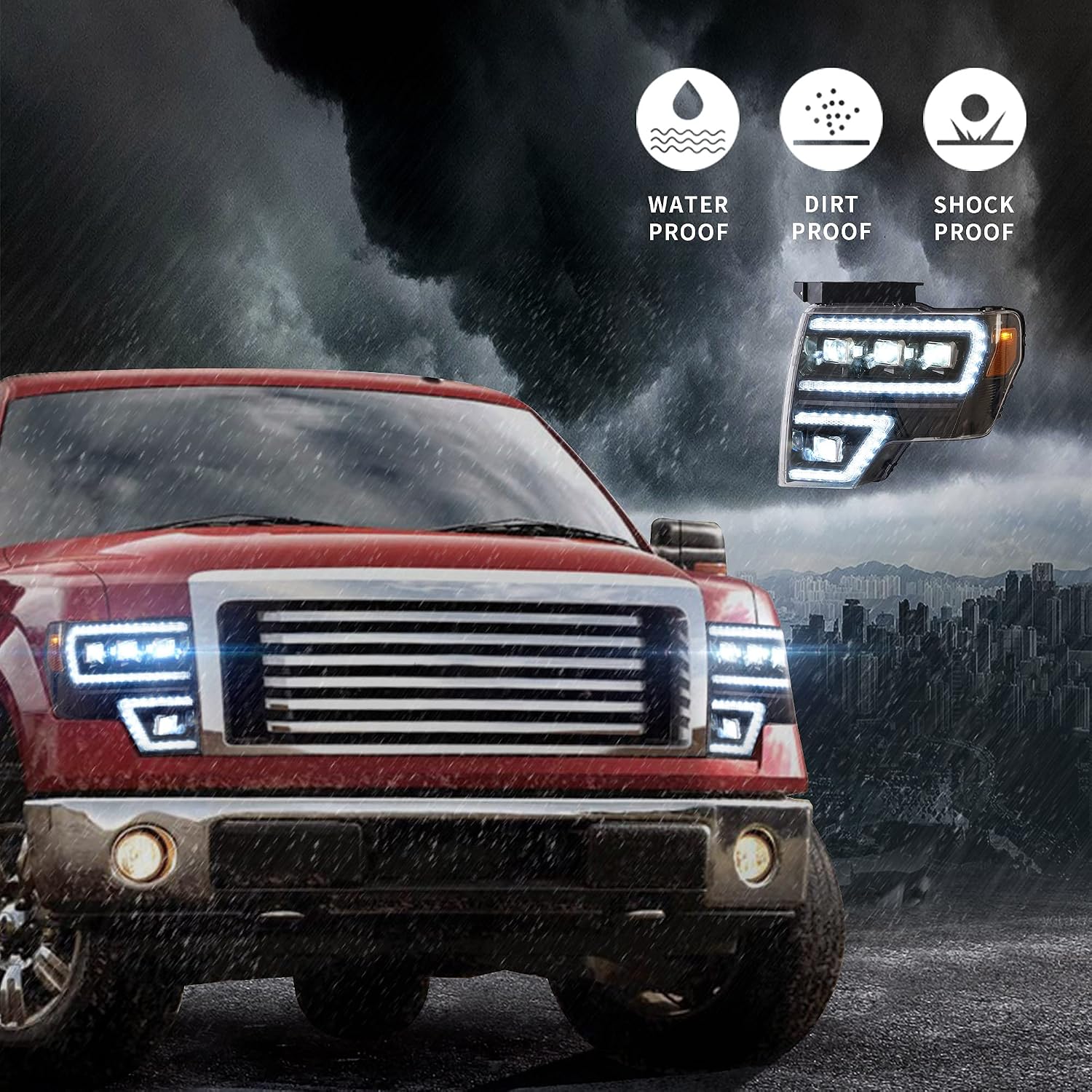 VLAND – Faros delanteros de proyector LED compatibles con Ford F150 XL ...