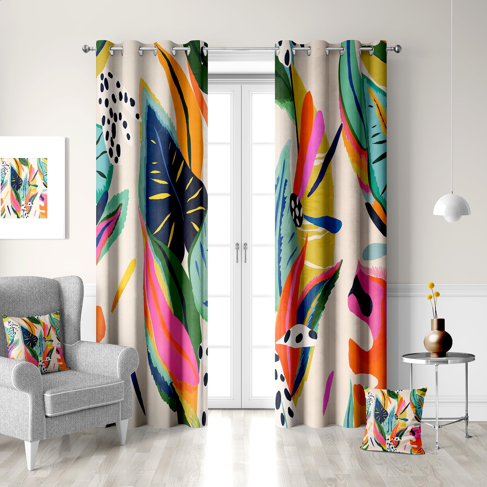 Amazon.com: PAOPOED Boho Floral Abstract Black Out Window Curtains ...