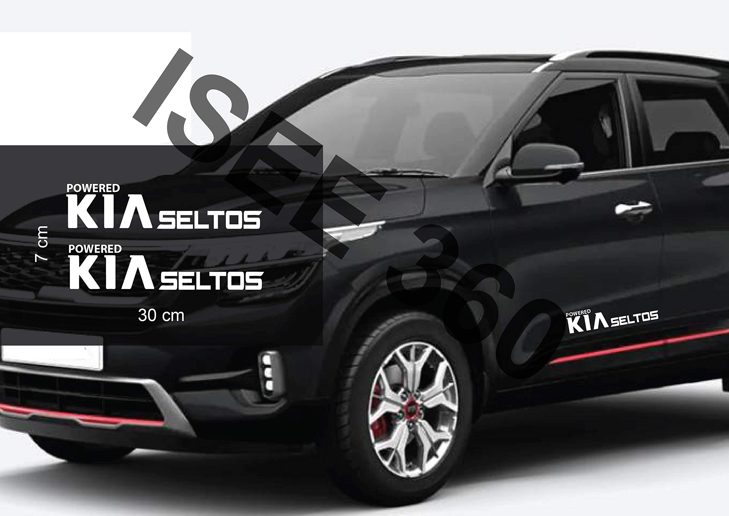 ISEE 360® Car Stickers Hood Door Sides Bumper Powered by White Decals L ...