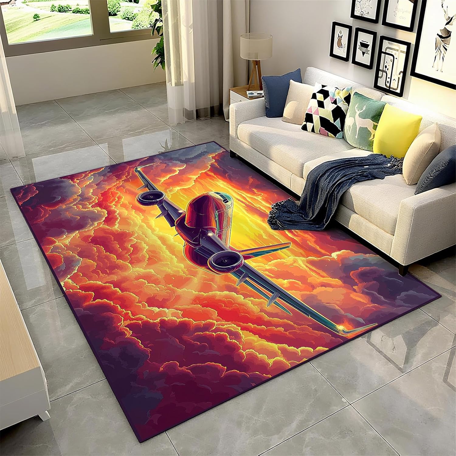 Amazon.com: aeevho Aviation Plane Aircraft Rug, Airplane Area Rug, Faux ...