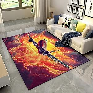 Amazon.com: Aviation Plane Aircraft Rug, Airplane Area Rug, Faux ...
