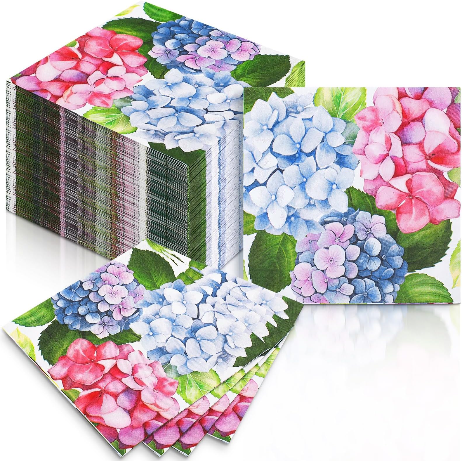 Amazon.com: 60 Pcs Hydrangea Cocktail Paper Napkins Summer Disposable ...
