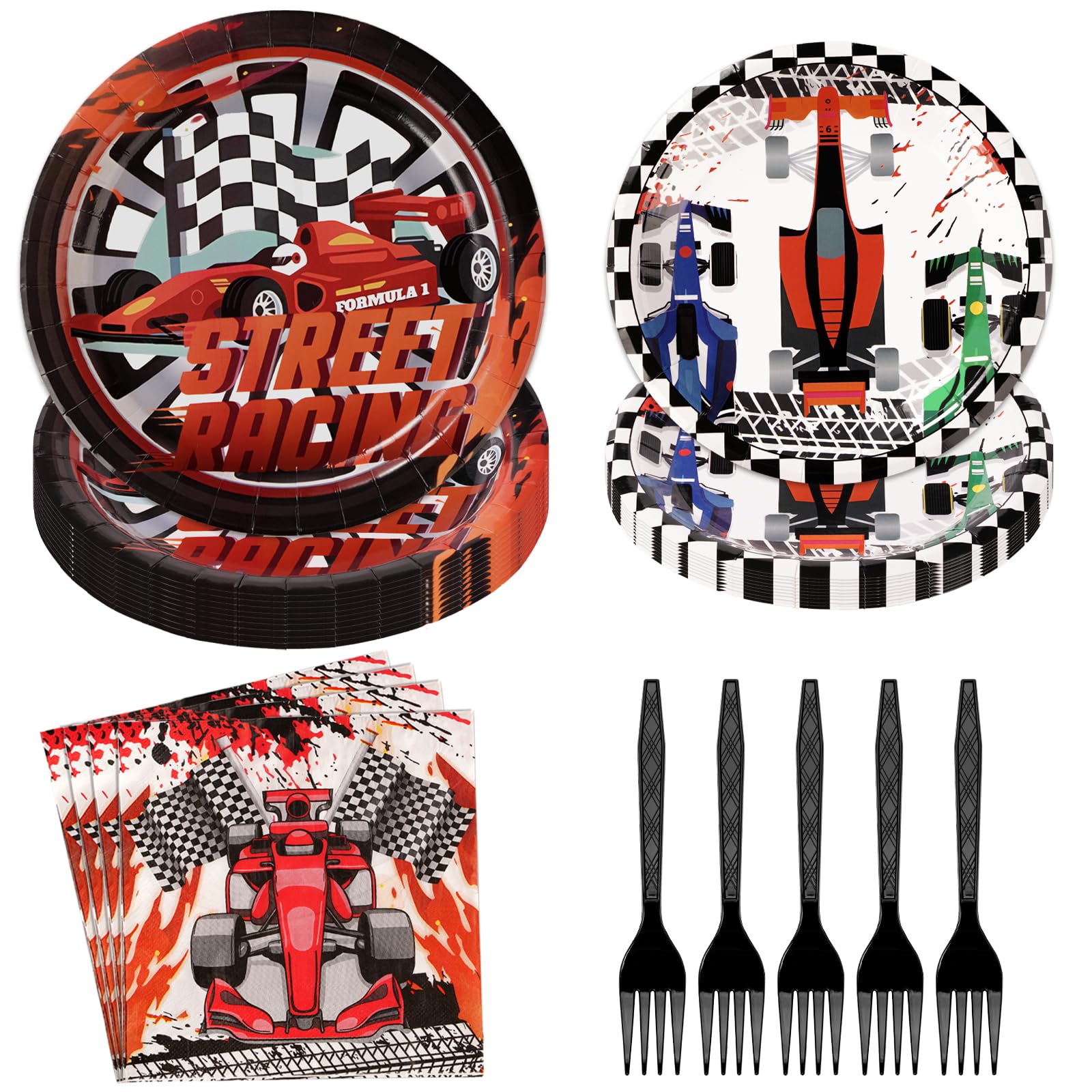 Snapklik.com : 96Pcs Race Car Birthday Party Supplies Racing Car ...
