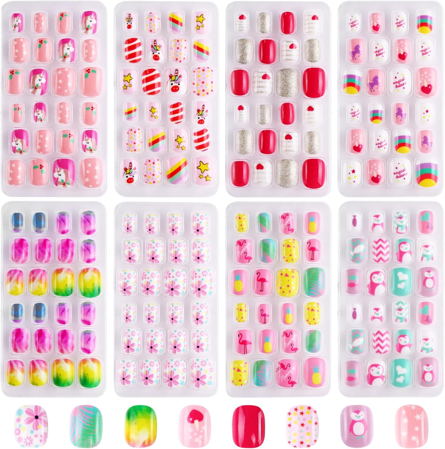 Amazon.com: 192Pcs 8Pack Jsiallye Press on Nails for Kids, Fake Nails ...