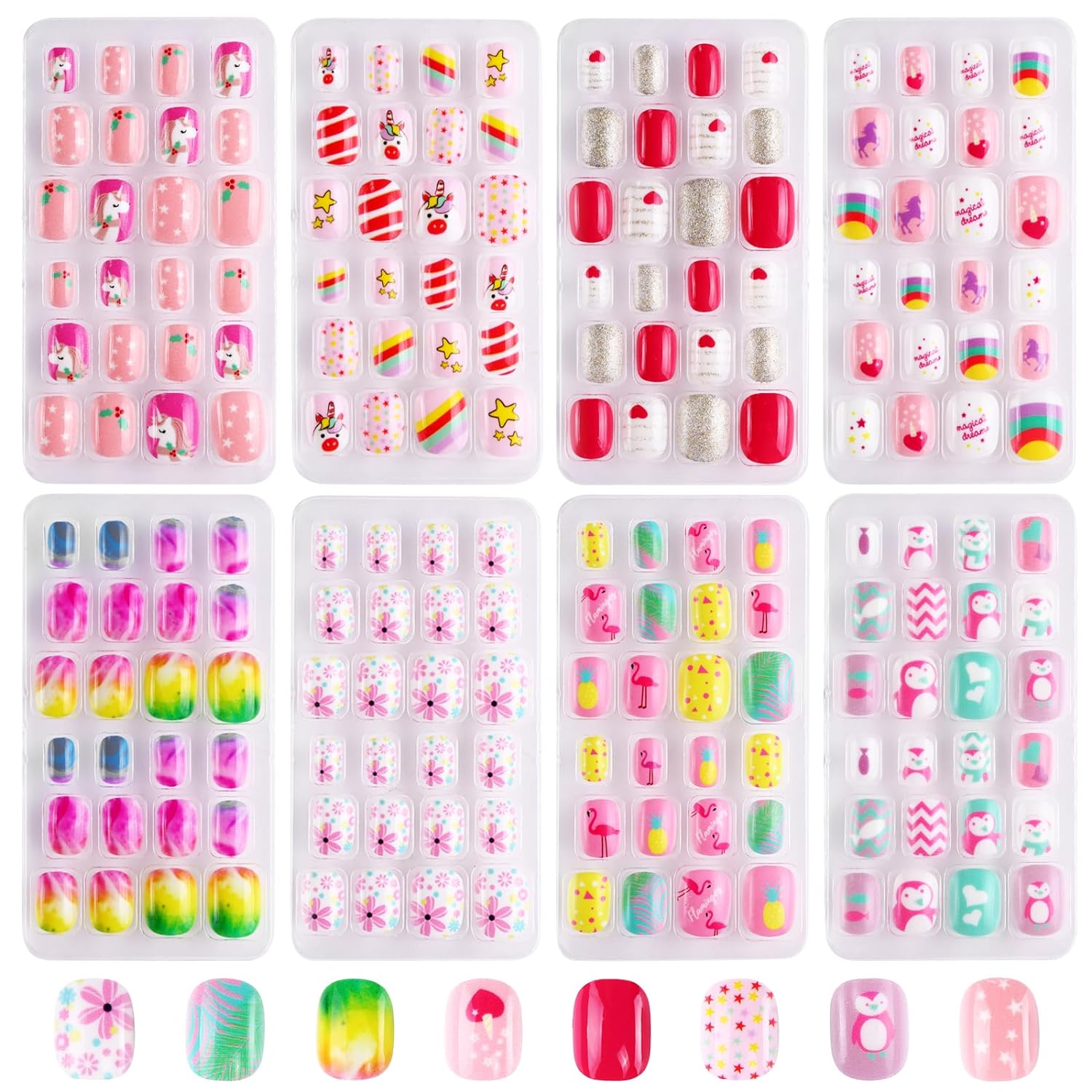 Amazon.com: Jsiallye 192Pc Press on Nails for Kids,8 Packs Fake Nails ...