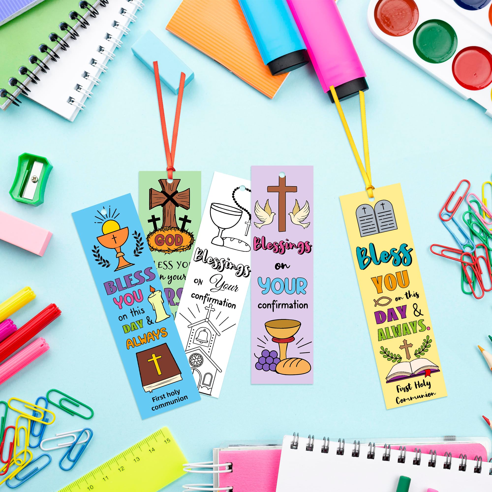 Snapklik.com : First Holy Communion Bookmarks - 75pcs Coloring Your Own ...