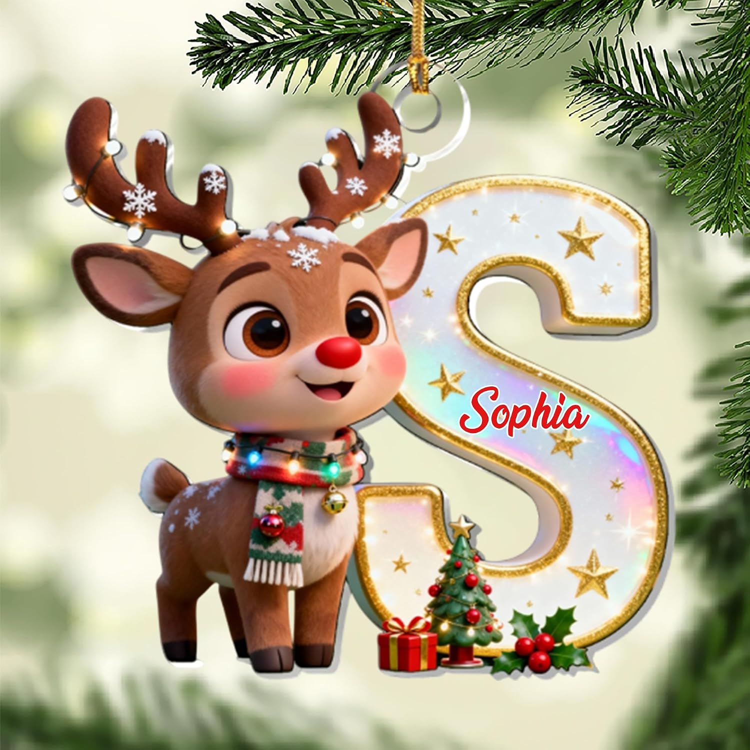 Amazon.com: Personalized Reindeer Alphabet Christmas Ornament 2025 ...
