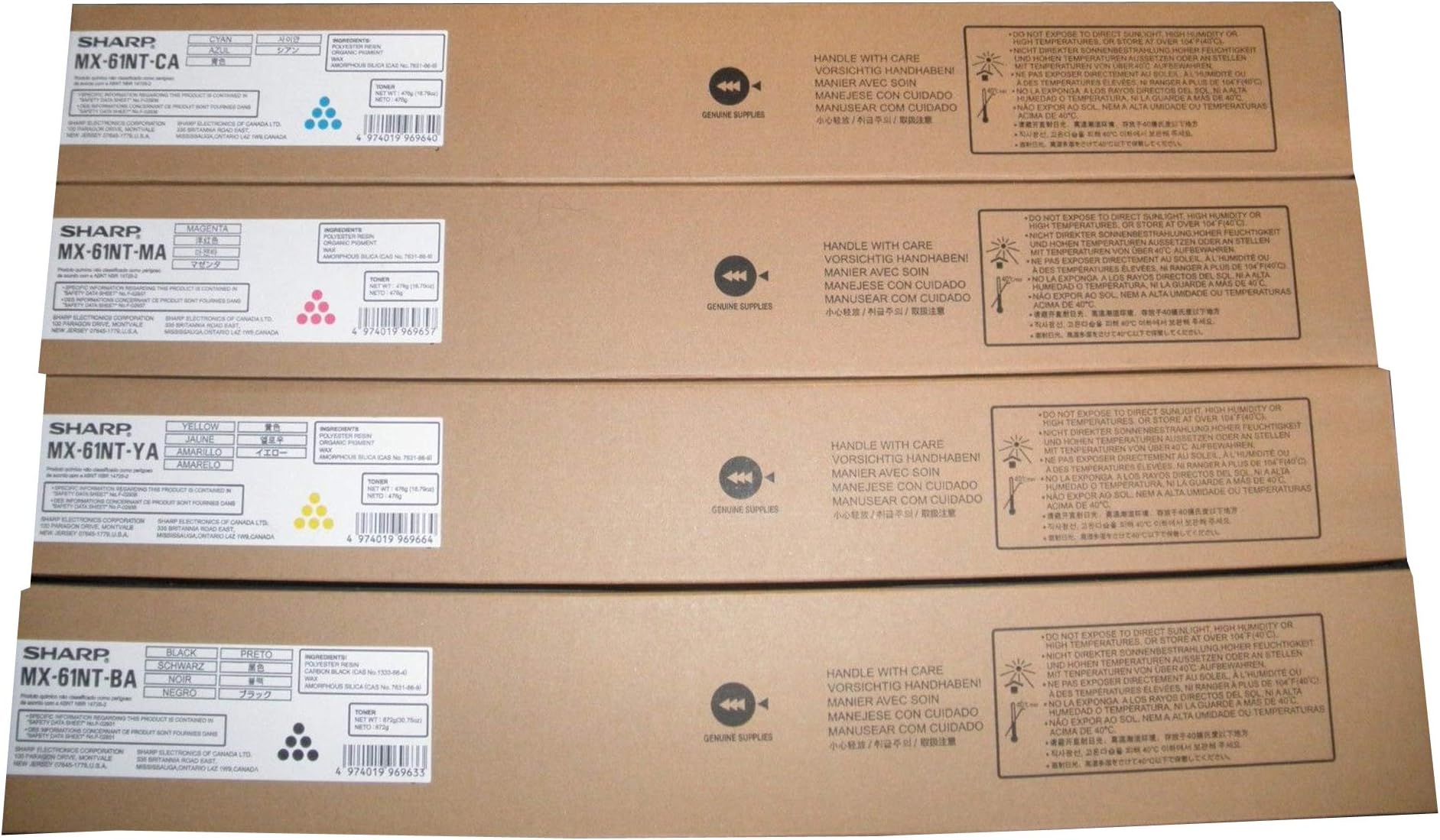 Amazon.com: New Genuine Toner Set of 4 Colors for Sharp MX-6070V MX-6070N MX-6050V MX-6050N MX ...