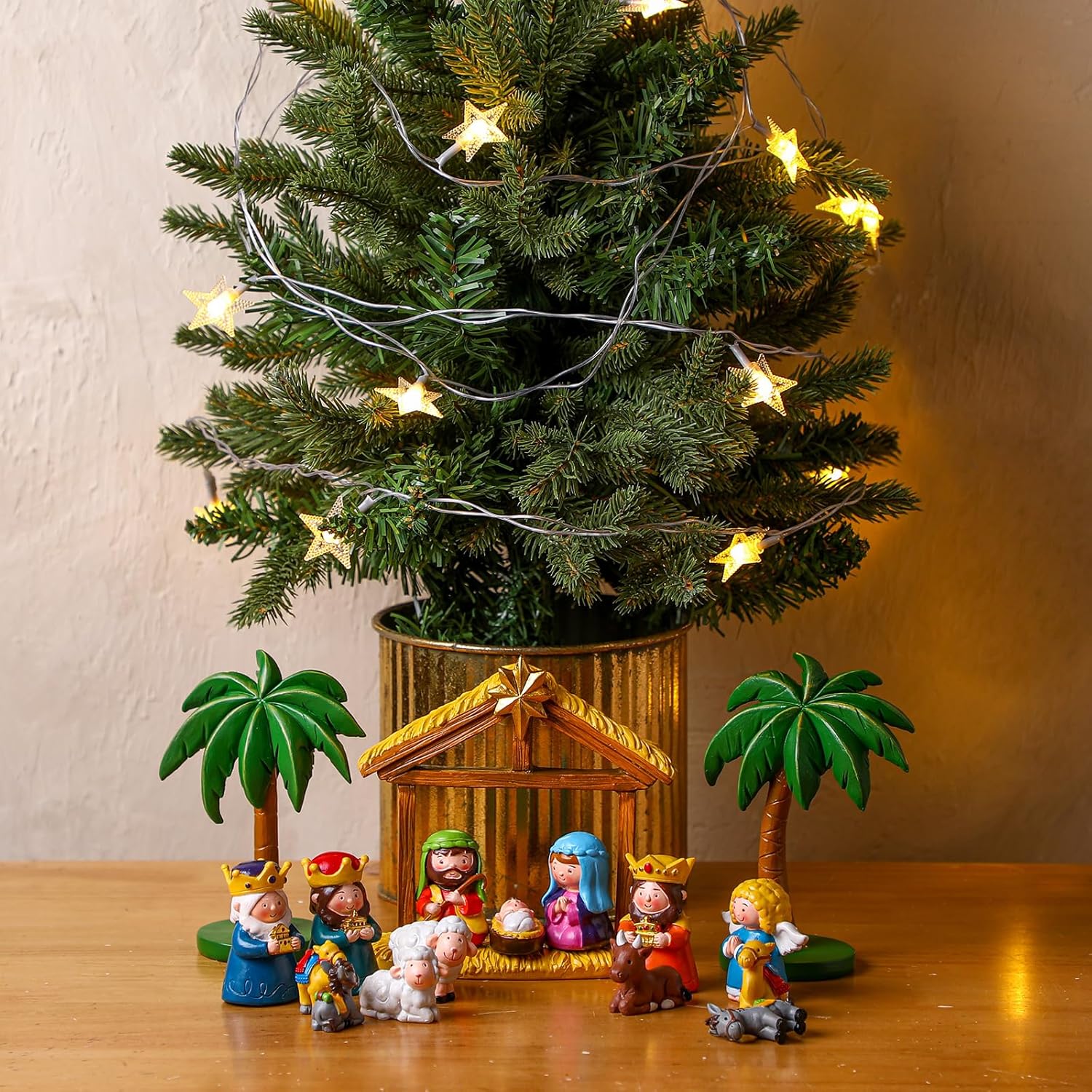 Barydat 17 Pcs Little People Christmas Nativity Set For Kids Mini ...
