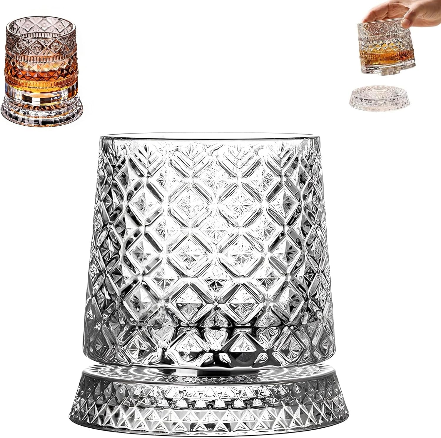 Amazon.com: 360 Degree Rotating Whiskey Glass, Spinning Crystal Wine ...