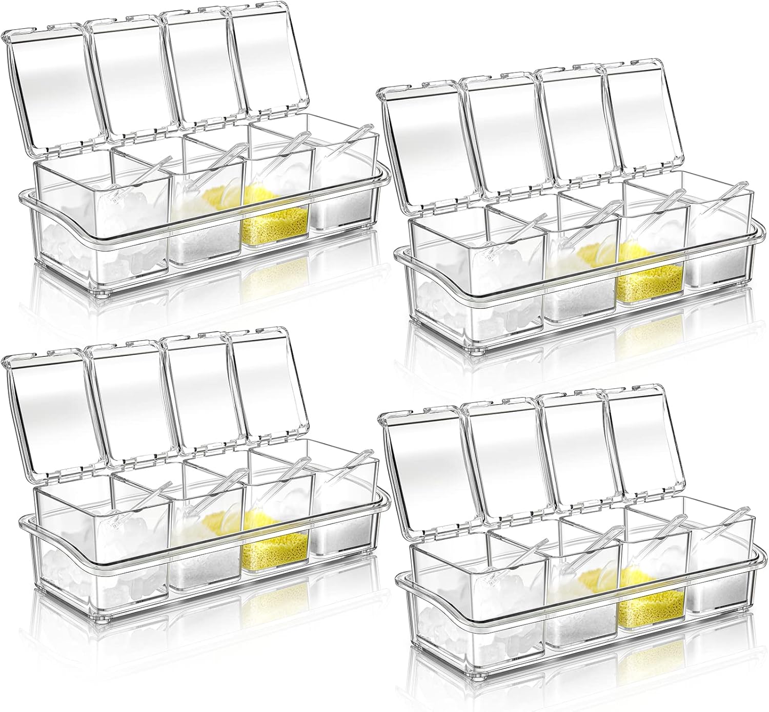 Amazon.com | Bokon 4 Pieces Clear Seasoning Box with Spoon 16 Pieces ...