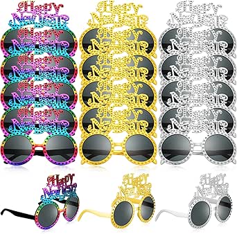 Amazon.com: Copkim 18 Pcs New Year Glasses Bulk 2025 Happy New Year ...