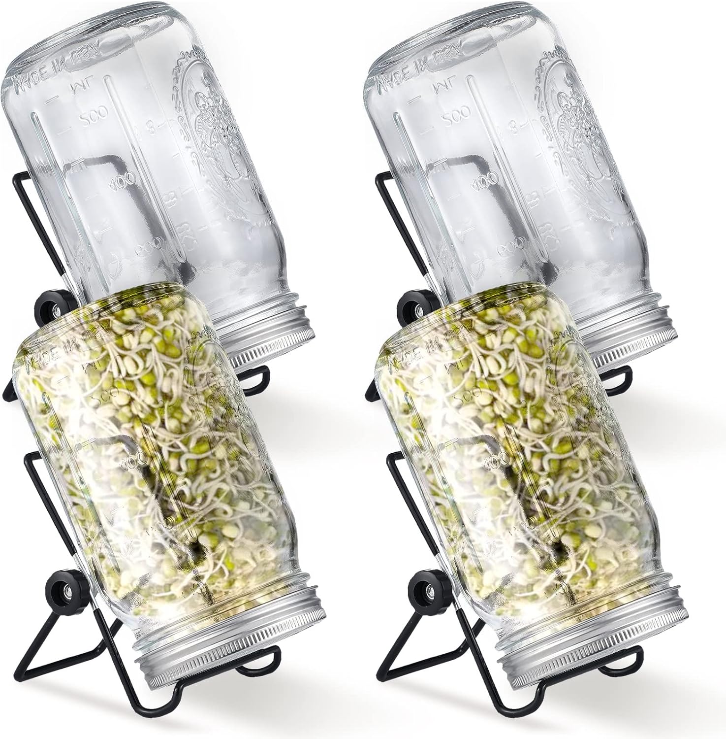 Amazon.com: meekoo 4 Sprouting Jar Kit Wide Mouth Mason Jars with ...