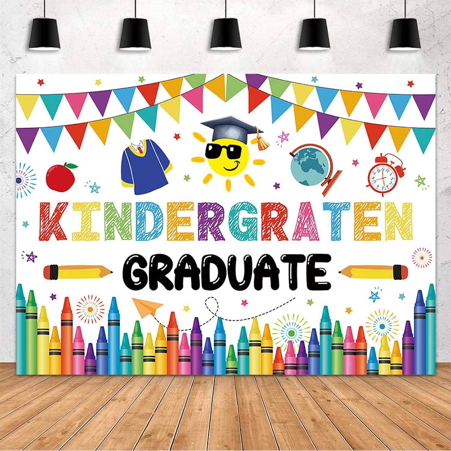 Amazon.com : MEHOFOND Kindergarten Graduation Backdrop Congratulations ...