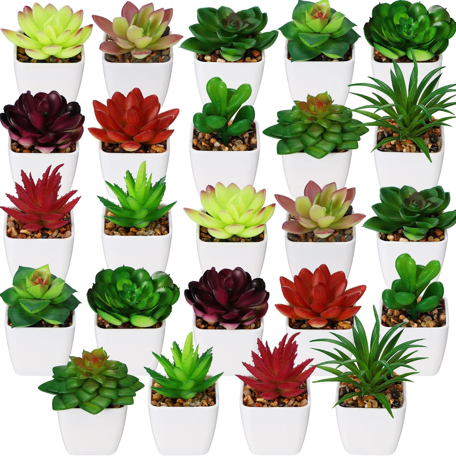 Amazon.com: Crowye 12 Pcs Artificial Succulents Plants in Ceramic Pots ...