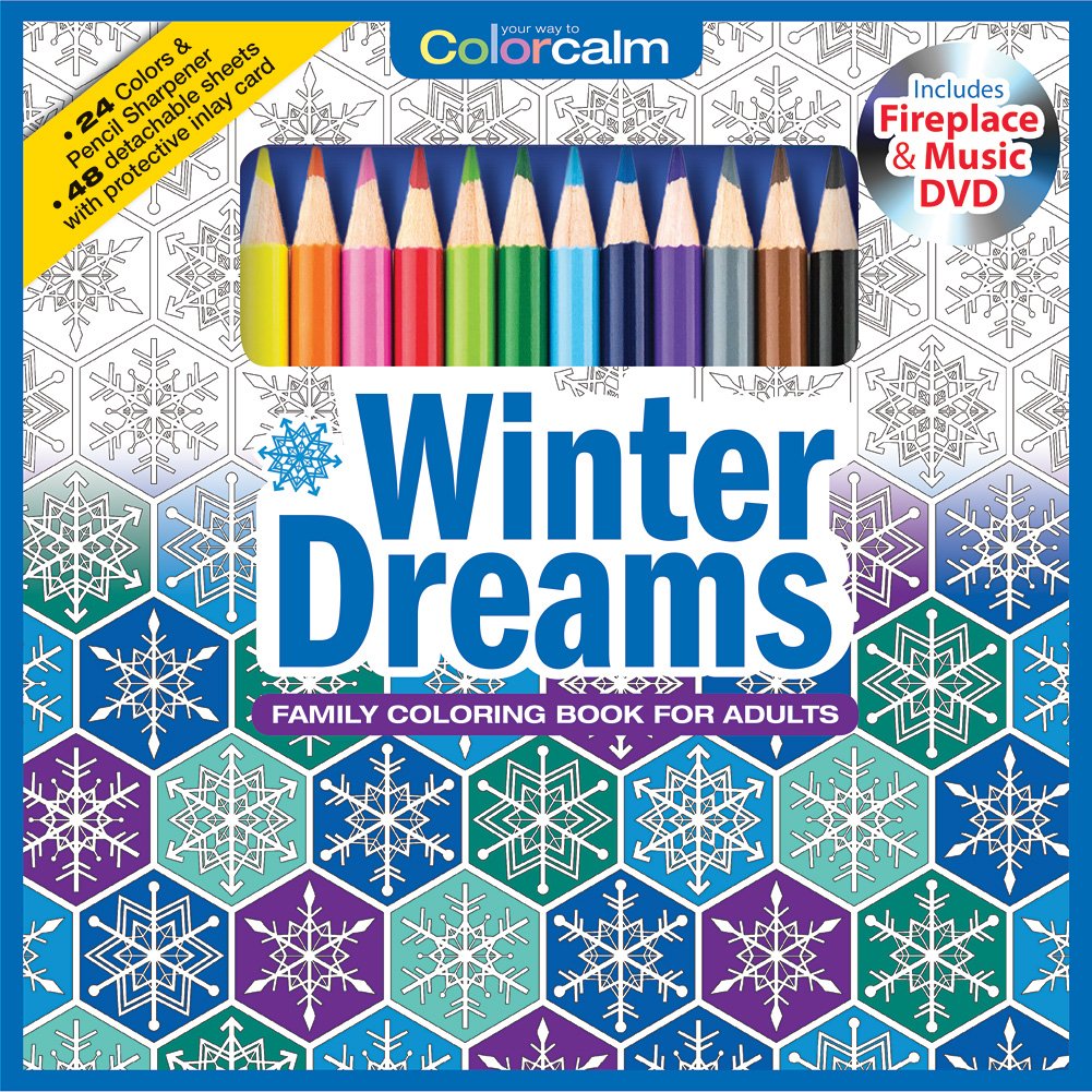 Winter Dreams Christmas Adult Coloring Book Set With 24 Colored Pencils ...