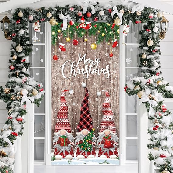 Amazon.com: Irenare Christmas Door Cover Decorations Merry Christmas ...
