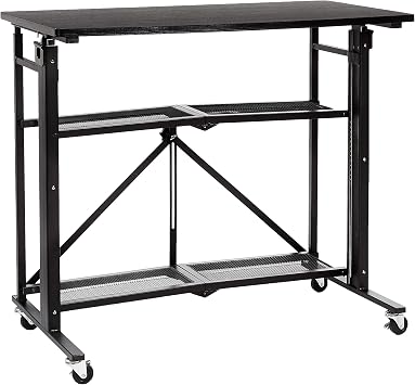Amazon.com: AmazonBasics Foldable Standing Computer Desk with Storage ...