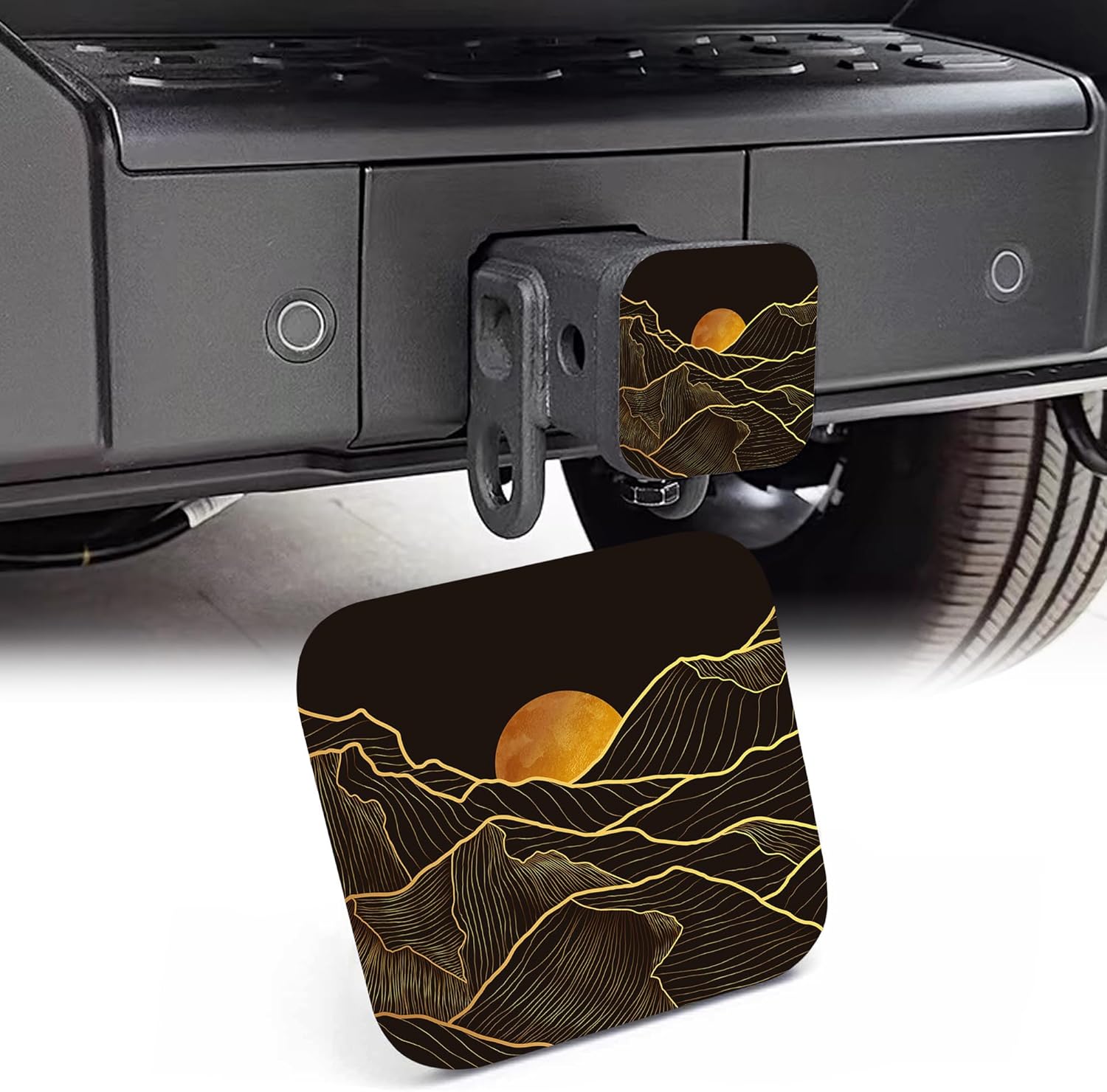 Amazon.com: NITAHHHY Trailer Hitch Cover, Luxury Abstract Golden Line ...