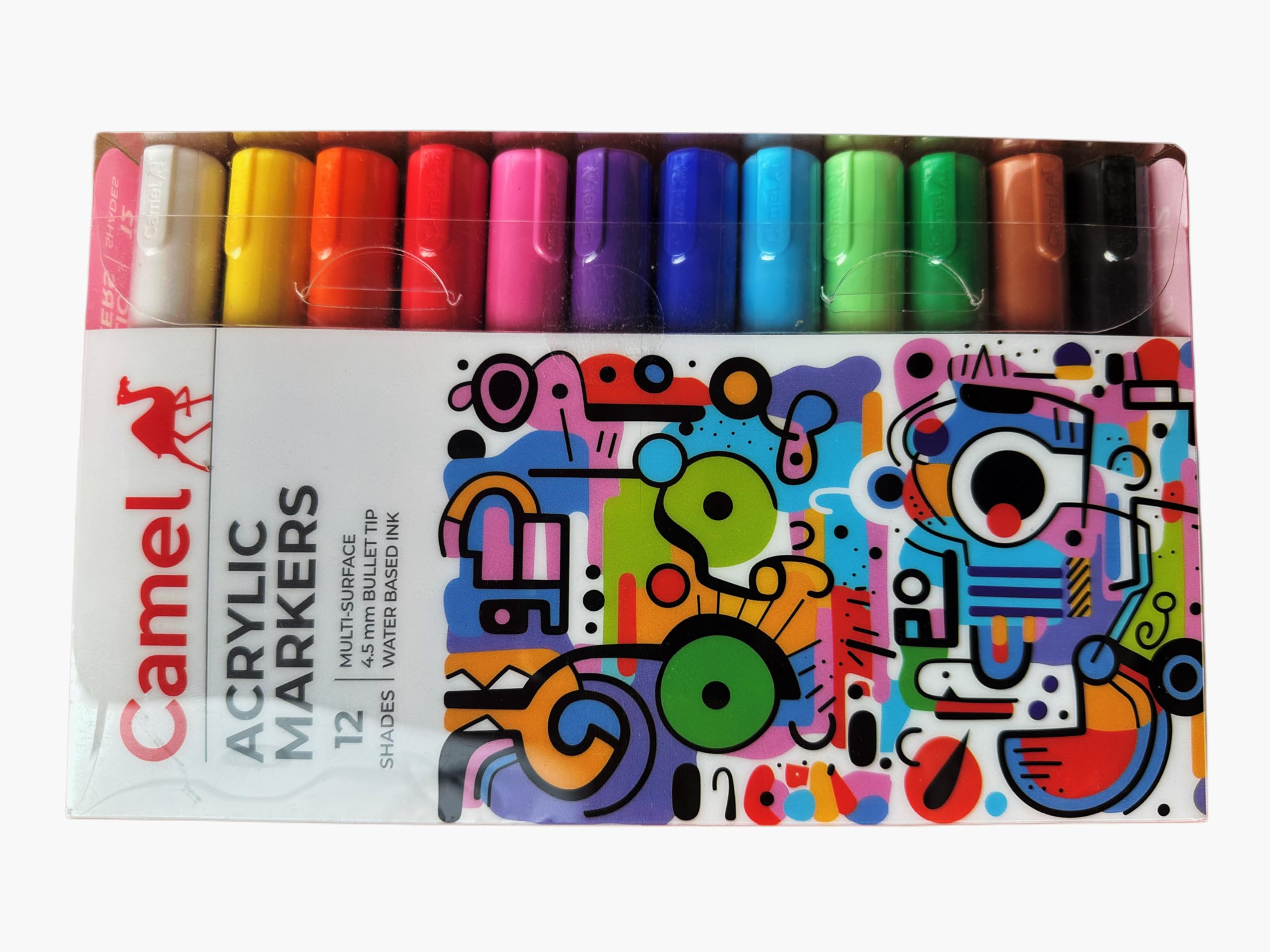 CAMEL Acrylic Paint Marker Pens, Set of 12 Colors Markers Water Based ...