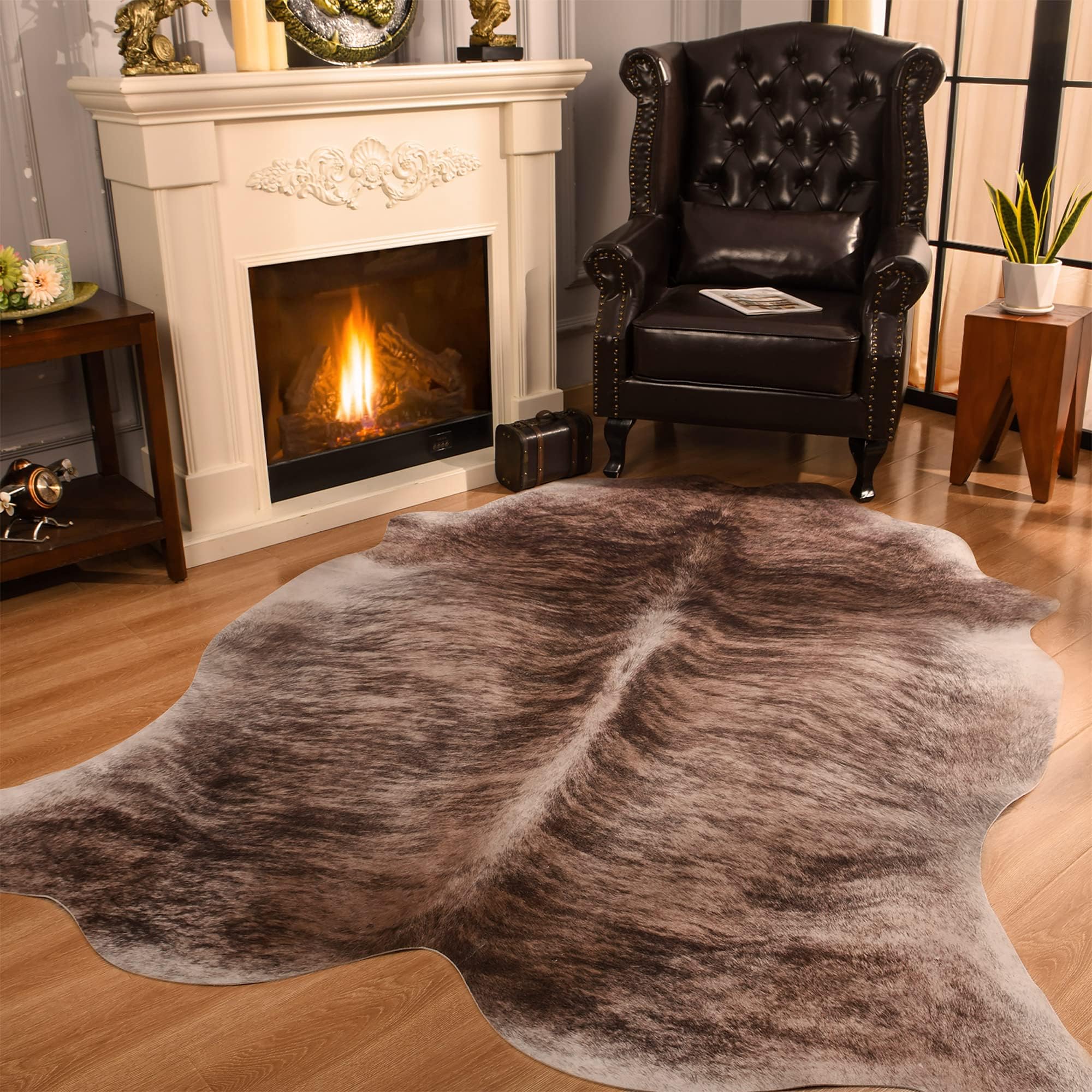 Amazon.com: AROGAN Western Decor Faux Fur Cowhide Rug, 7 x 6.2 Feet ...
