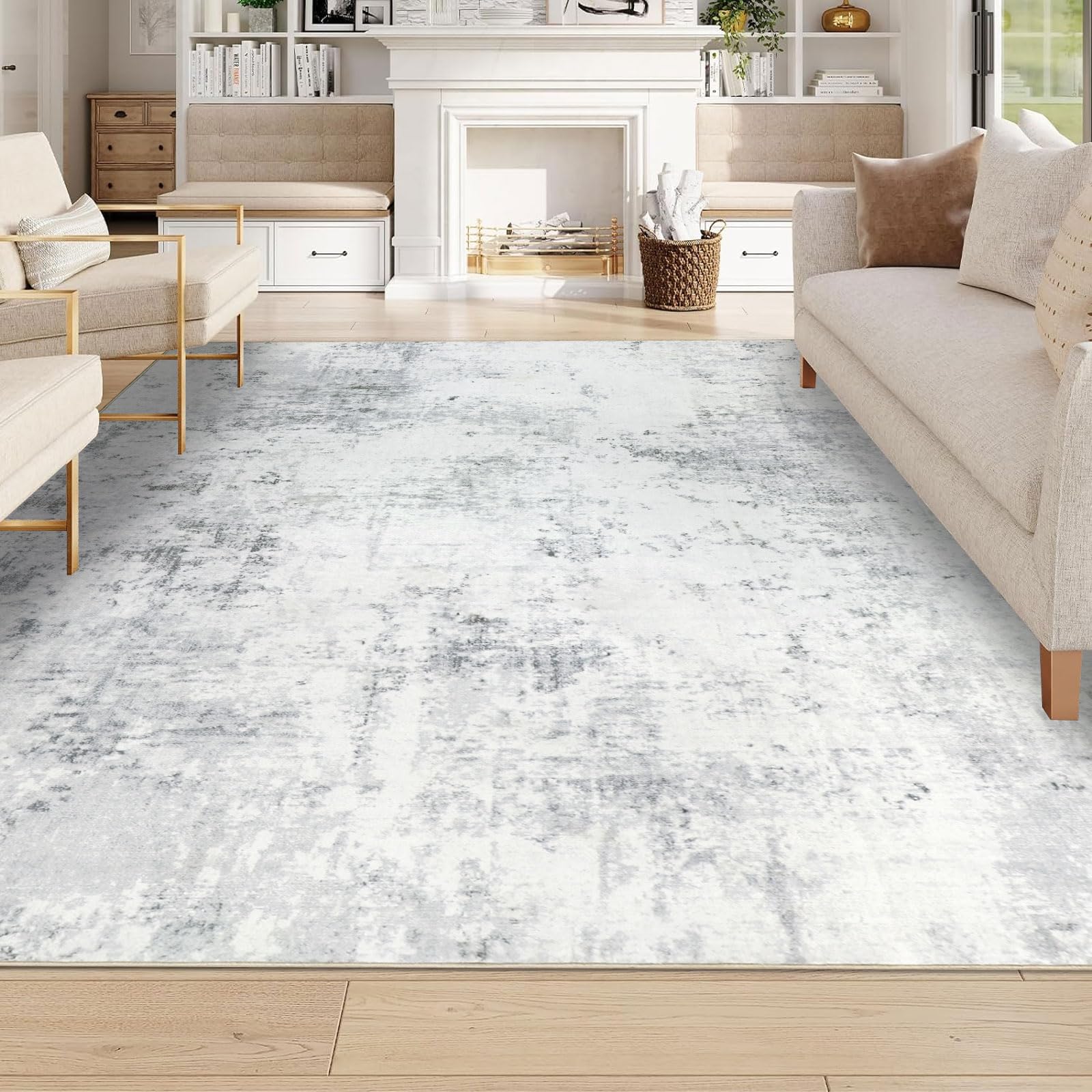 Topfinel Grey Rug, Classic Oriental Design Boho Carpet 120x170 for ...