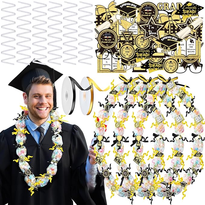 Amazon.com: 60 Set 2024 Graduation Candy Lei Making Kit DIY Lei Netting ...