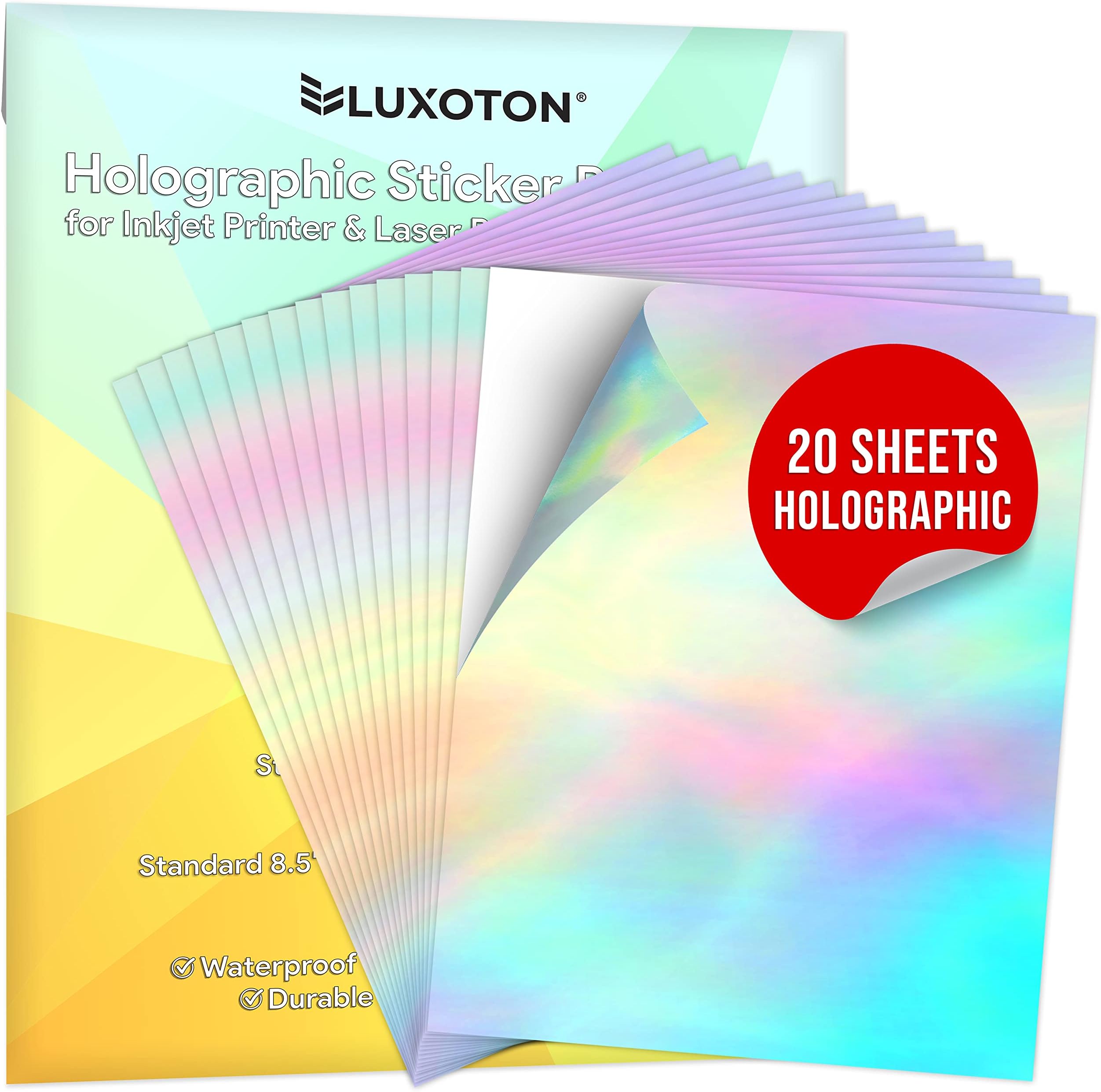 Holographic Sticker Paper for Inkjet Printer - 20 Sheets Printable ...